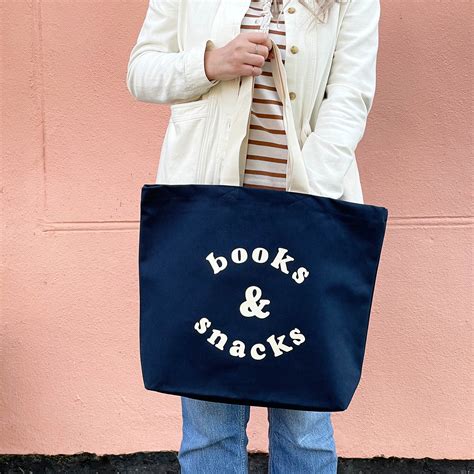 Books And Snacks Canvas Tote Bag Alphabet Bags