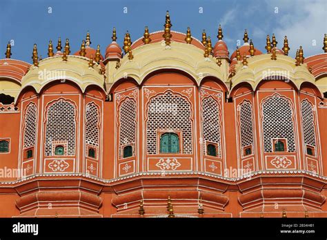 Detail Of Windows Palace Of The Winds Hawa Mahal Jaipur Rajasthan