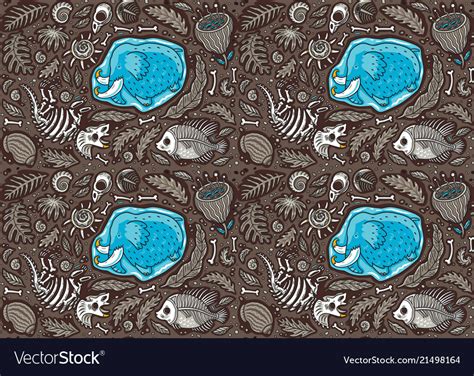 Seamless Pattern With Ancient Fossils Bones Vector Image
