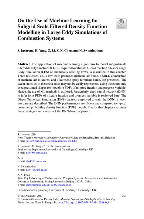 Pdf On The Use Of Machine Learning For Subgrid Scale Filtered Density Function Modelling In