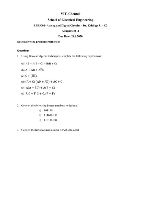 Assignment And Analog And Digital Ppt Docsity