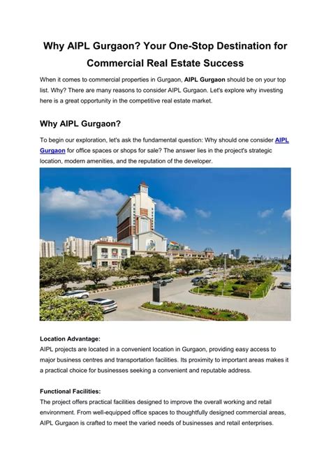 Ppt Aipl Gurgaon Your One Stop Destination For Commercial Real Estate