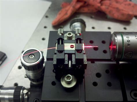 Microscope Objective Used To Focus A Hene Laser Into A Single Mode Optical Fiber Microscope