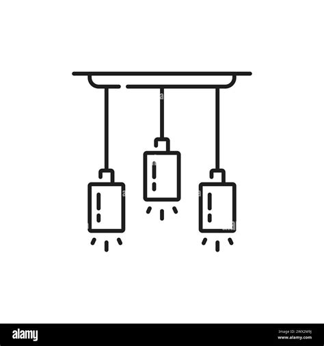 Pendant LED Lamps Or Ceiling Spotlights Line Icon Light Fixture And Illumination In Vector