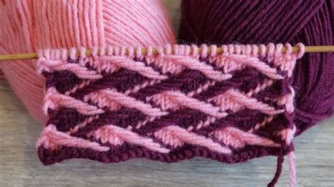 Двухцветный узор спицами Ленивый жаккард Two Color Jacquard Stitch Вязание Схемы вязания