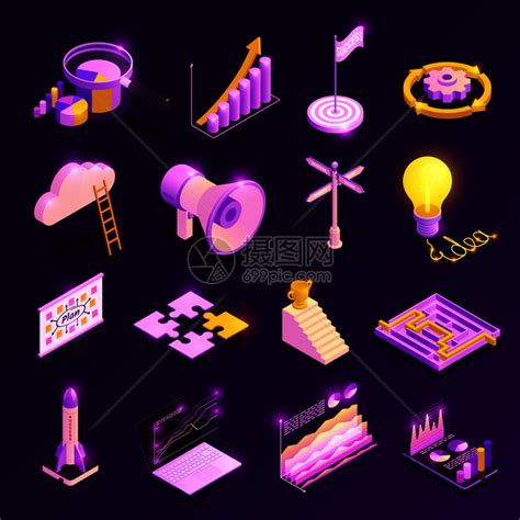 业务策略等距图标成功符号孤立矢量插图插画图片下载 正版图片300898444 摄图网