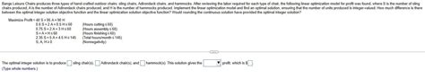 solved the optimal integer solution is to produce sling