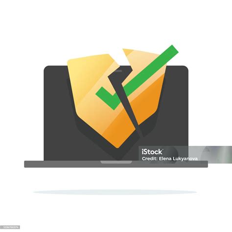 컴퓨터 바이러스 악성 코드 벡터 아이콘 또는 사기 해킹 안전하지 않은 노트북 기호 평면 만화 고립 된 그림 깨진 Pc 보호