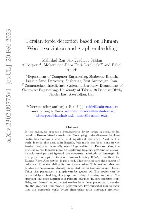 pdf persian topic detection based on human word association and graph
