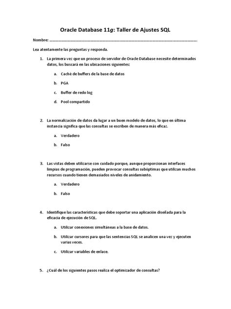 Oracle 11g Sql Tuning Workshop Pdf Sql Tabla Base De Datos