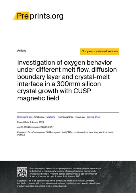 Pdf Investigation Of Oxygen Behavior Under Different Melt Flow