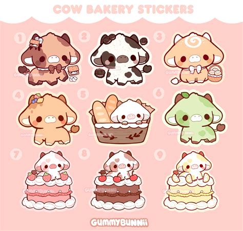 Bakery Cows Vinyl Sticker Stickers Cute Decal Cut Cookies N Cream Cake