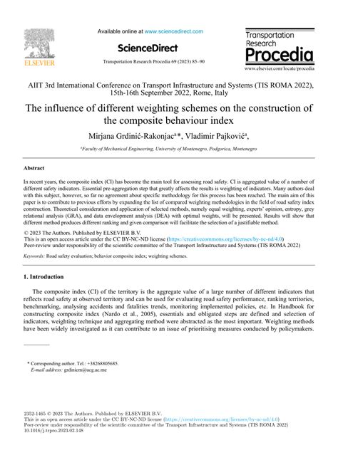 Pdf The Influence Of Different Weighting Schemes On The Construction Of The Composite
