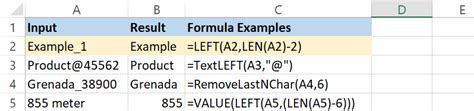 Remove Characters From Right Excel Formula Examples