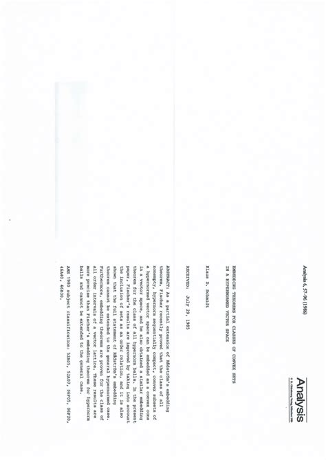 Pdf Embedding Theorems For Classes Of Convex Sets In A Hypernormed