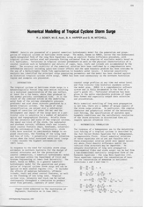 Pdf Numerical Modelling Of Tropical Cyclone Storm Surge