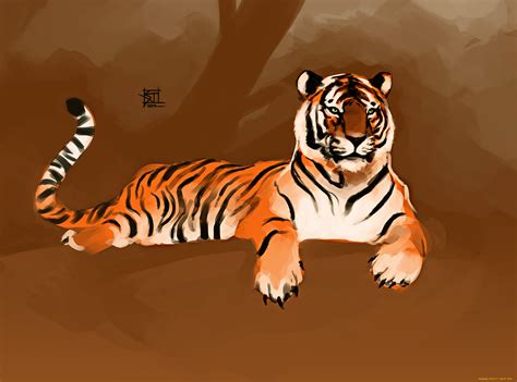 Обои Рисованное Животные тигры обои для рабочего стола фотографии рисованные животные тигры