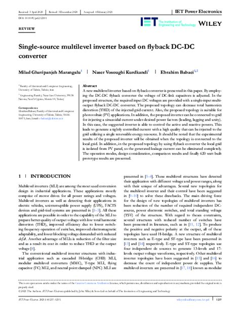 Pdf Single‐source Multilevel Inverter Based On Flyback Dc‐dc Converter