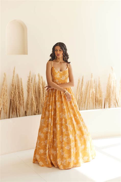 Yellow Floral Gown Label Anushree
