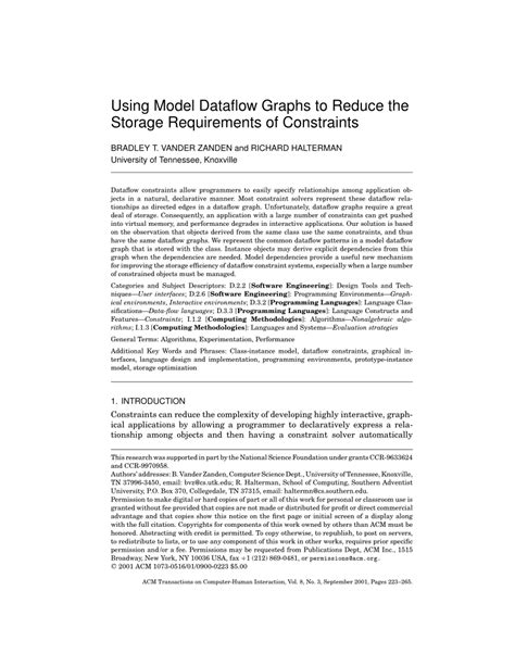Pdf Using Model Dataflow Graphs To Reduce The Storage Requirements Of Constraints