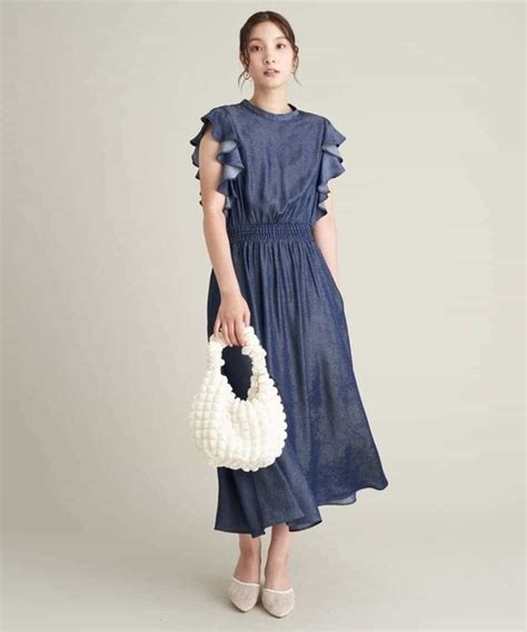 Avv（アーヴェヴェ）の「【洗える】デニム調フリルスリーブワンピース（ワンピース）」 Wear