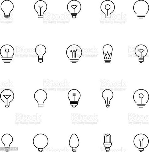 다양한 전구의 라인 아이콘 세트입니다 웹 사이트 서점 상점 상점에 적합합니다 최소한의 윤곽선 스타일로 편집 가능한 획 0명에 대한 스톡 벡터 아트 및 기타 이미지 Istock