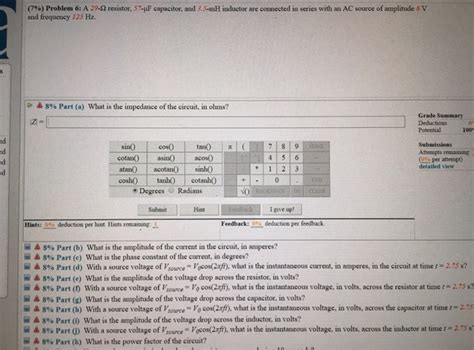 Solved 7 Problem 6 A 29 And Frequeney 125 Hz Resistor
