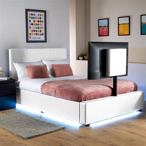 X Rocker Ava Leather Tv Bed With Rotating Tv Mount 55 Storage And