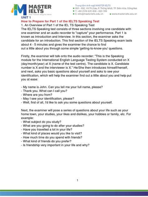 Unit 1 Pdf International English Language Testing System Job