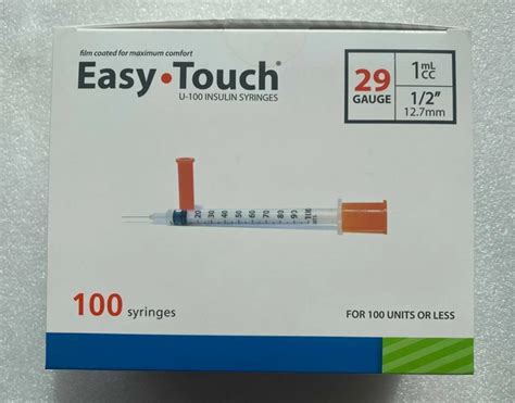 Easytouch 1ml Cc Luer Lock Syringe100 Syringes 29 Gauge 4217