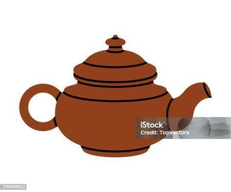 향기로운 차 양조 와 뜨거운 음료 에서 갈색 세라믹 주전자 와 와 손잡이 벡터 일러스트 갈색에 대한 스톡 벡터 아트 및 기타 이미지 Istock