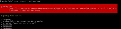 Configsetcode Qualityphp Was Not Found And All Others Too · Issue 4278 · Rectorphp