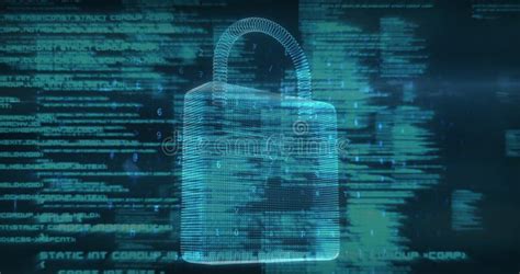 Image Of Cyber Attack Warning And Padlock Over Silhouettes Of People In Server Room Stock Image