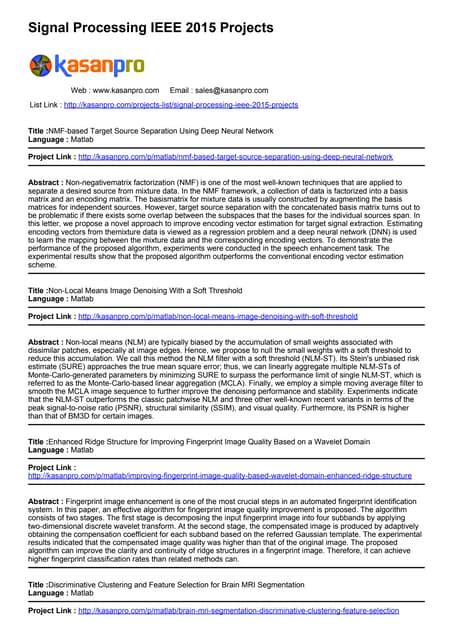 Signal Processing Ieee 2015 Projects Pdf