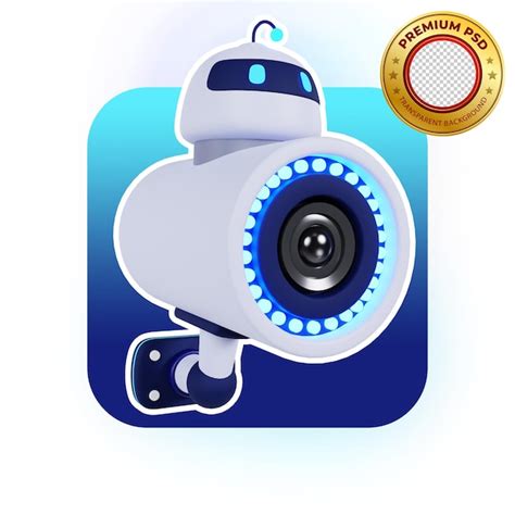 Premium Psd 3d Smart Cctv With Bots And Iot Based Illustration