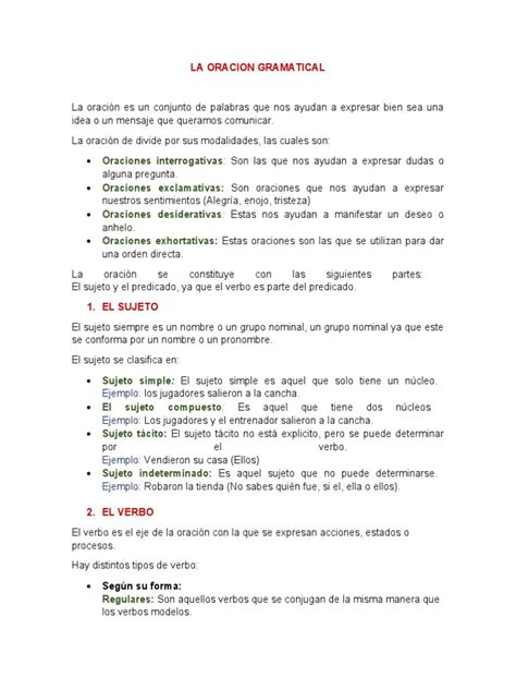 La Oracion Gramatical Pdf