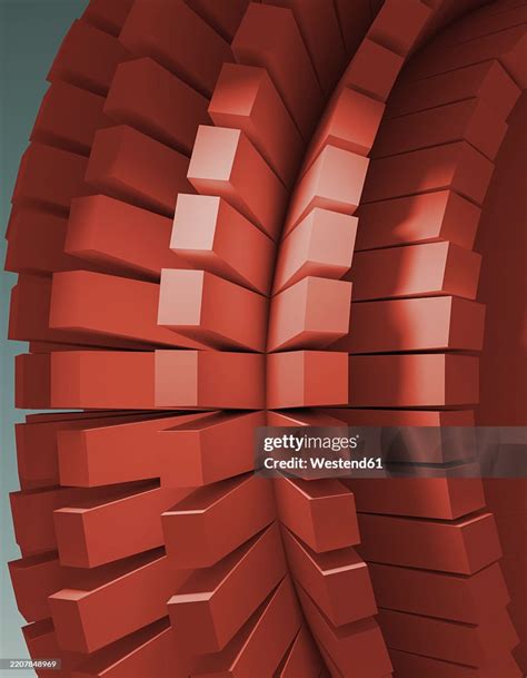 3d Rendering Of A Red Angular Tread Pattern With Dynamic Shapes High