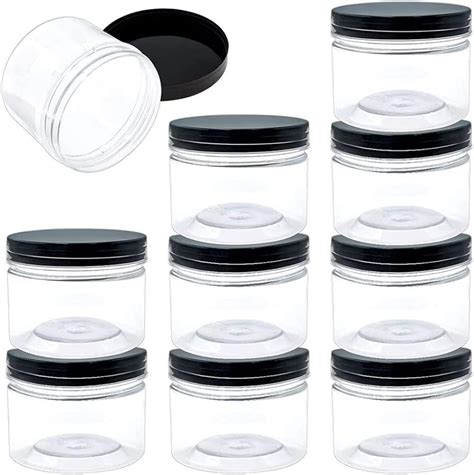 Plastic Jars With Black Lids Storage Jars Storage Bottle Food Storage