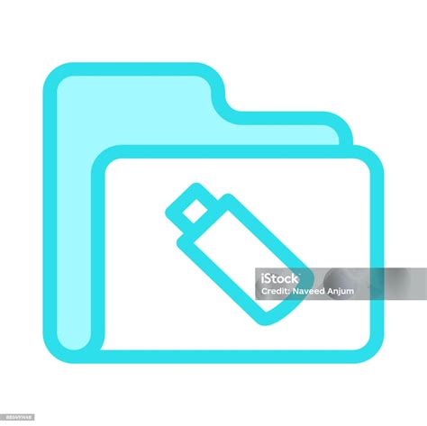 폴더 Usb 컬러 선 벡터 아이콘 Usb 메모리에 대한 스톡 벡터 아트 및 기타 이미지 Usb 메모리 Usb 케이블 Usb 포트 Istock