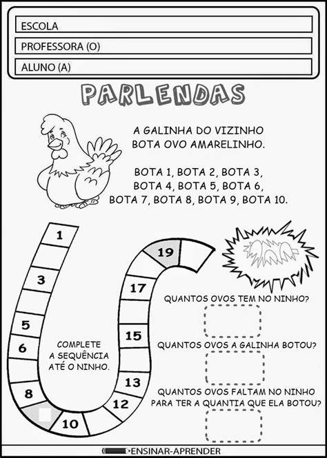 Parlendas Para Imprimir Atividades Com Parlendas Parlendas Educação