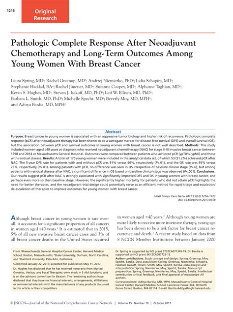 Pdf Pathologic Complete Response After Neoadjuvant Chemotherapy And Long Term Outcomes Among