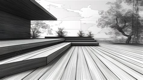 추상 스케치 디자인으로 테라스의 3d 렌더링 집 청사진 집 계획 인테리어 스케치 배경 일러스트 및 사진 무료 다운로드