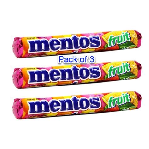 Mentos Chew Candy Fruit Flavor Pack Of 3 Weight 375 Gram Each Darazpk