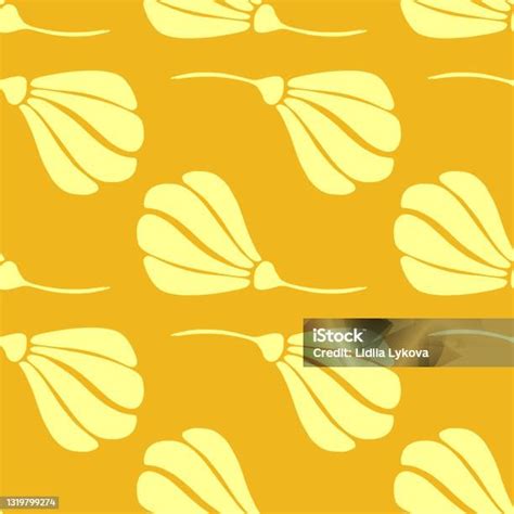 밝은 노란색 꽃 모양은 손으로 그린 스타일로 매끄러운 패턴을 인쇄합니다 노란색 밝은 배경 0명에 대한 스톡 벡터 아트 및 기타 이미지 Istock