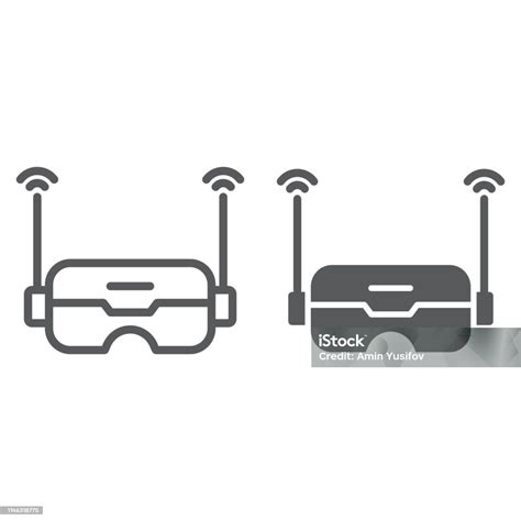Ilustración De Línea De Tecnología Fpv Y El Icono De Glifo Innovación Y Virtual Símbolo De Gafas