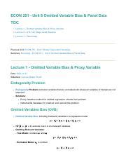 Understanding Omitted Variable Bias Panel Data Course Hero