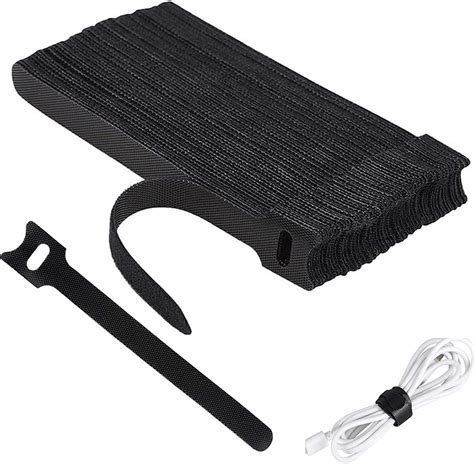 100 Pieces Velcro Cable Ties Velcro Black Cable Velcro Tape Resealable
