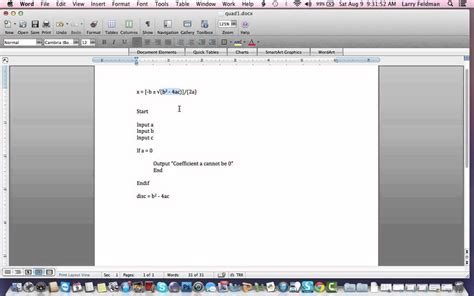 Quadratic Formula Pseudo Code Youtube