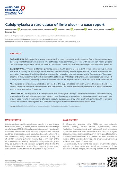 Pdf Calciphylaxis A Rare Cause Of Limb Ulcer A Case Report