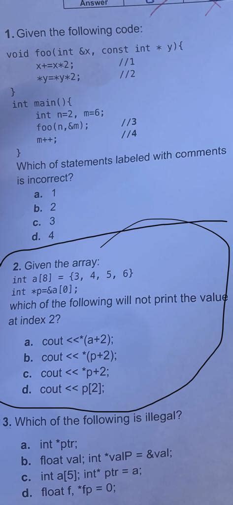 solved answer 1 given the following code void foo int andx